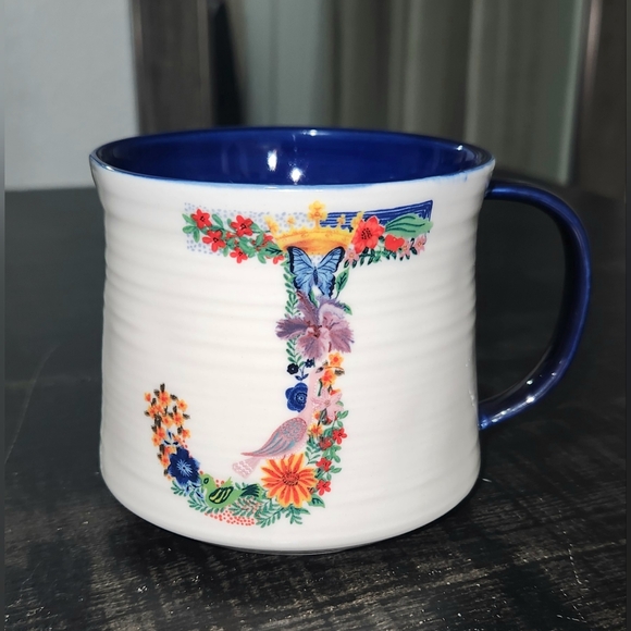 Anthropologie | Dining | Anthropologie Nathalie Lete Monogram Initial J Cup Mugfloral Rabbit ...